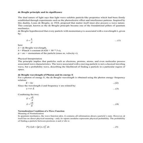 Particle in One-Dimensional Infinite potential well (box) | PDF