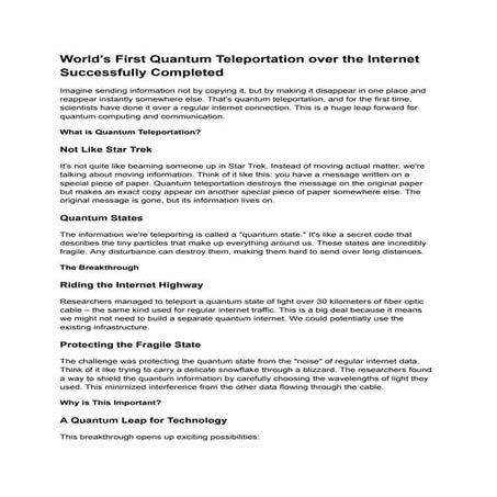 Quantum Teleportation Achieved via Internet Connection for the First Time.pdf