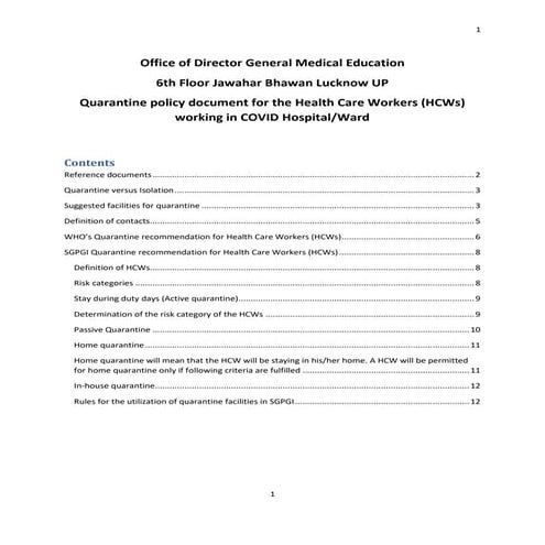 Quarantine policy dgme 4.4.2020