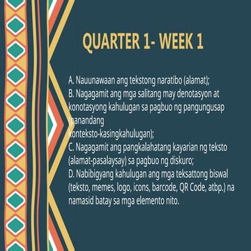 FILIPINO 4- QUARTER 1- WEEK 1............... | PPTX