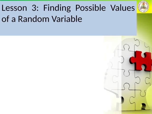 Random Variables For Finding Possible Values Of A Random Variablepptx