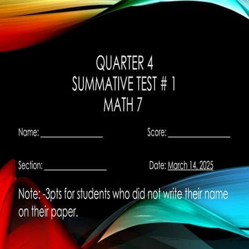 QUARTER 4 SUMMATIVE TEST MATH 8MATHEMATICS | PPTX