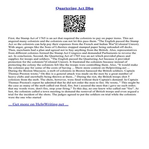 Quartering Act Dbq | PDF