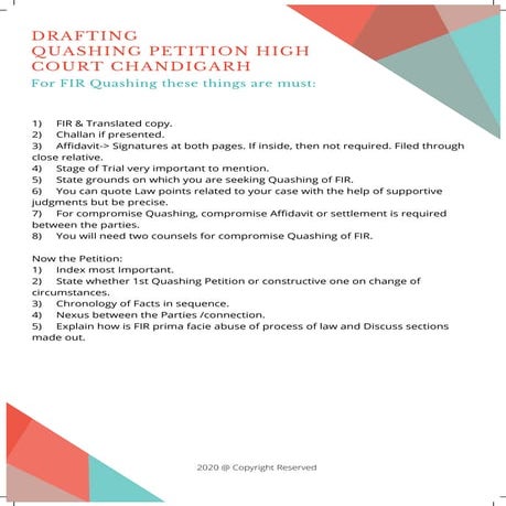 Drafting Quashing Petition High Court Chandigarh | PDF