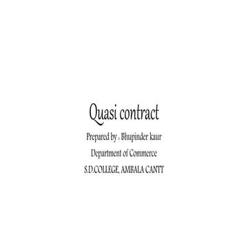 Quasi contract | PPT