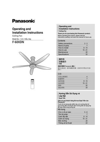 Quat tran panasonic f-60ufn | PDF
