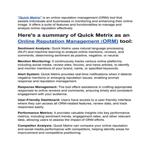 Quick Metrix | PDF