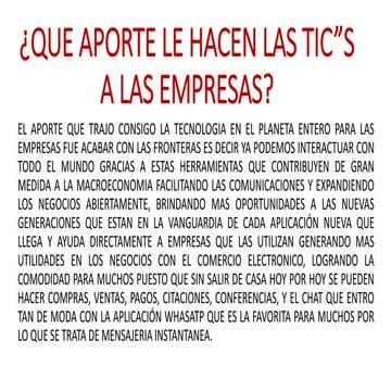 Que aporte le hacen las tic | PPTX | Technology & Computing