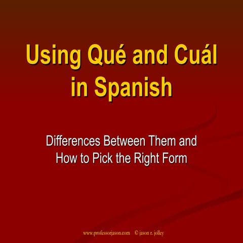 Qué vs. Cuál | PPT