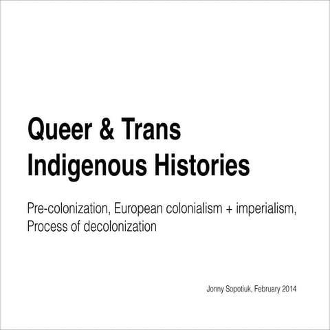 Queer & Trans Indigenous Histories | PDF