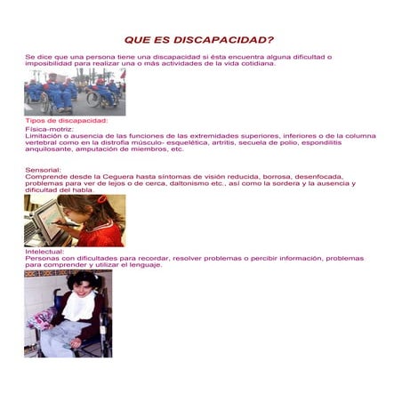 Tipos de Discapacidades , las cuales son 9 | PPTX