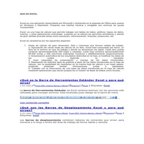 Que es excel | DOCX | Databases | Computer Software and Applications