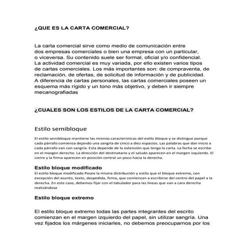 Que es la carta comercial | DOCX