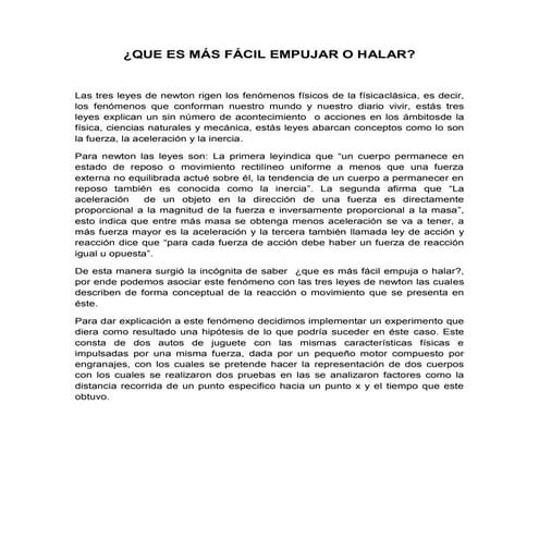 Que es más fácil empujar o jalar | DOCX