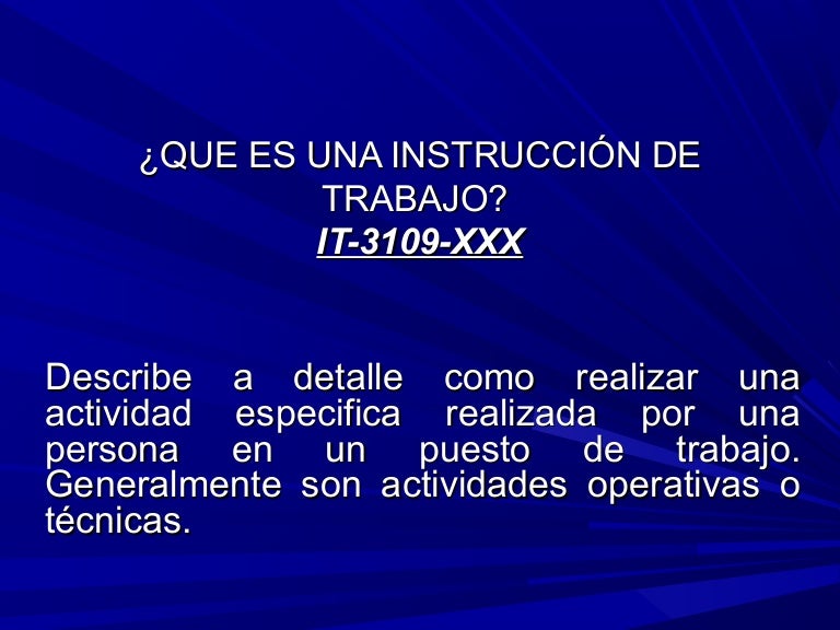 Como Hacer Una Instruccion De Trabajo at Alyssa Reeks blog
