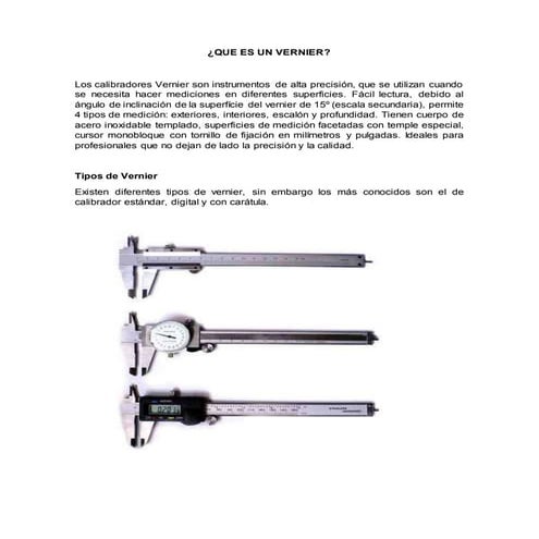 El uso del calibrador vernier en fracciones, milésimas y el micrómetro ...