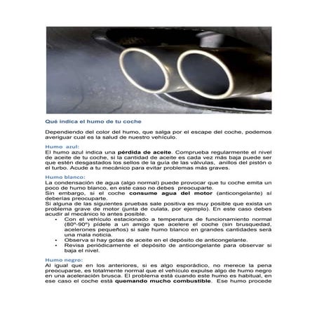 Qué indica el humo de tu coche | PDF