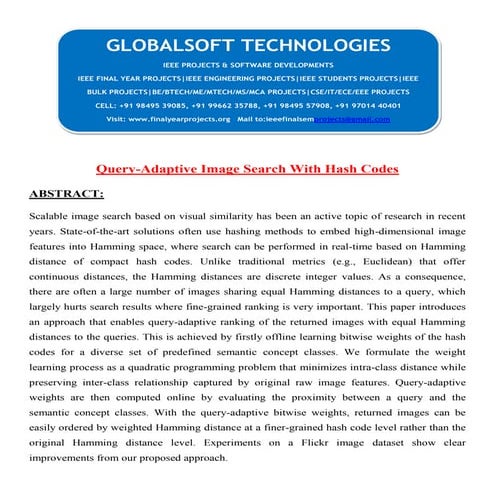 Query Adaptive Image Search With Hash Codes Pdf 