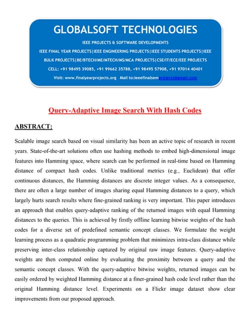 Query Adaptive Image Search With Hash Codes Pdf