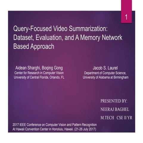 Query Focused Video Summarization Ppt