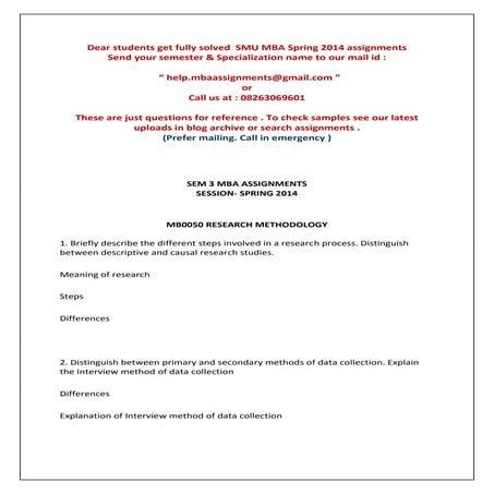 SMU MBA SPRING 2014 Solved ASSIGNMENT SEM-3 Common | PDF