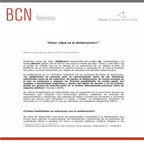 Qué es Deliberar y que se necesita para hacerlo | PDF
