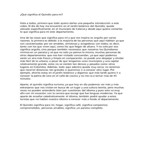Qué significa el quindío para mi | DOCX