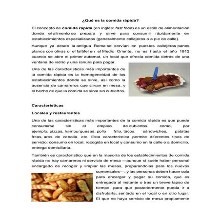 Qué es la comida rápida | PDF