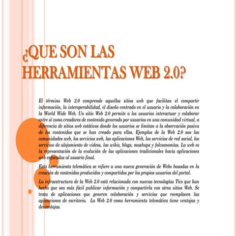 Que son las herramientas web 2 | PPTX | Computing | Technology & Computing