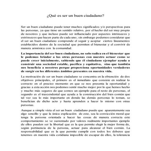 Qué es ser un buen ciudadano | DOCX