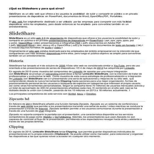 Qué es slideshare y para qué sirve | DOCX