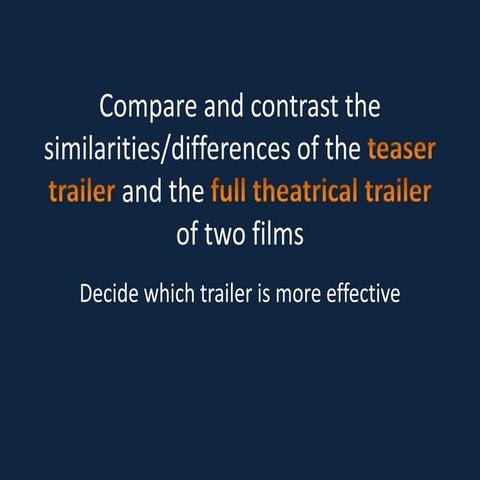 Compare and contrast the similarities/differences of the teaser trailer ...