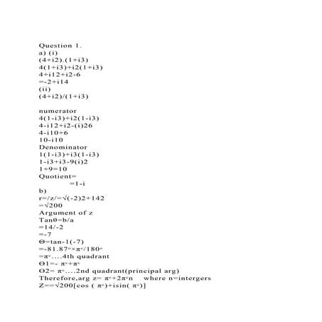 Question 1. a) (i)(4+i2).(1+i3)4(1+i3)+i2(1+i3)4+i12+i2-6.docx