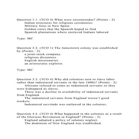 Question 1.1. (TCO 4) What were encomiendas (Points 2) .docx | Crime ...