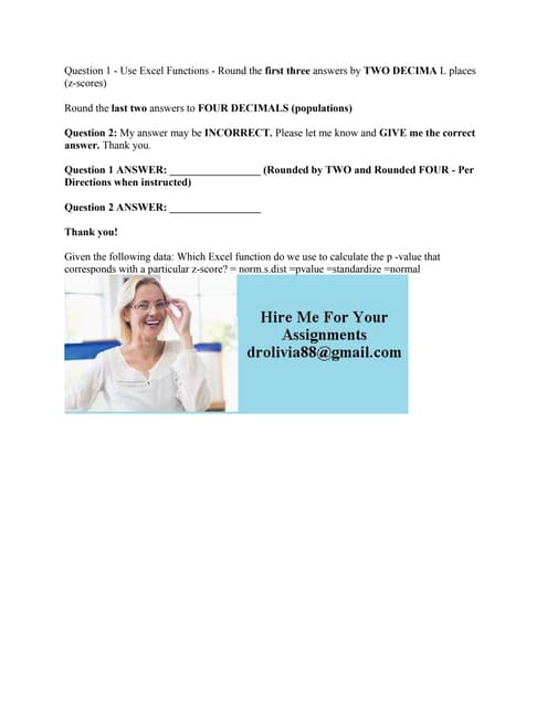 Question 1 Use Excel Functions Round The First Three Answers By Twpdf
