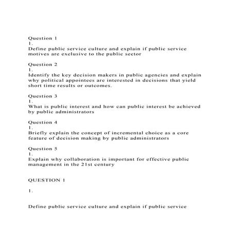 Question 1 1. Define public service culture and explain if p.docx