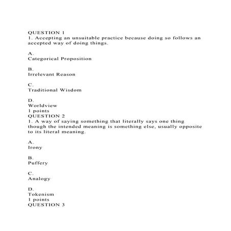 QUESTION 11. Accepting an unsuitable practice because doing so f.docx