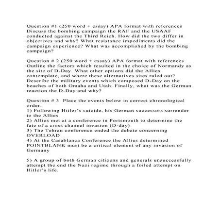 Question #1 (250 word + essay) APA format with referencesDiscuss t.docx ...