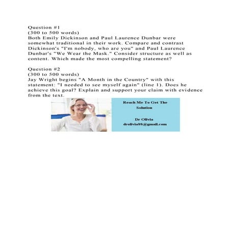 Question #1 (300 to 500 words)Both Emily Dickinson and Paul Laur.docx