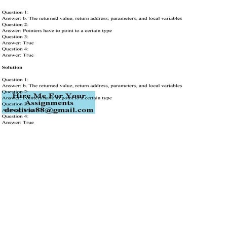 Question 1Answer b. The returned value, return address, paramete.pdf