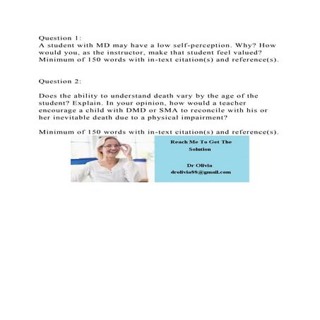 Question 1A student with MD may have a low self-perception. Why .docx