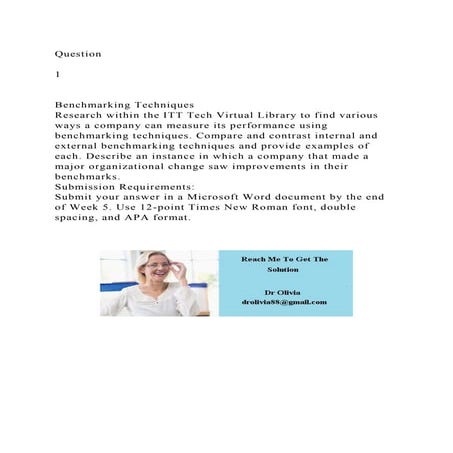 Question1Benchmarking TechniquesResearch within the ITT .docx