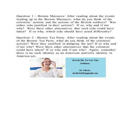 Question 1 – Boston Massacre After reading about the events leading | PDF