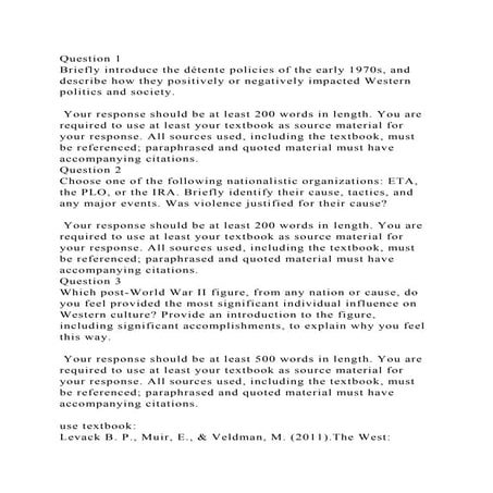 Question 1 Briefly introduce the détente policies of the early 197.docx