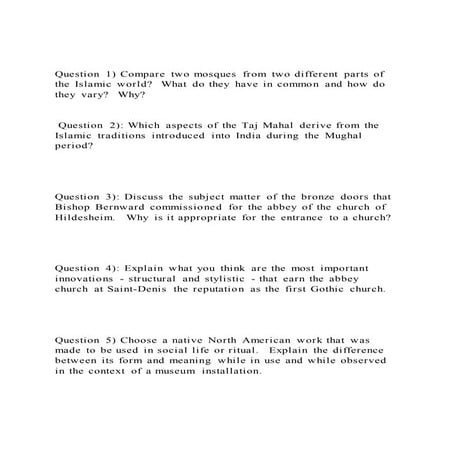 Question 1) Compare two mosques from two different parts of the | PDF