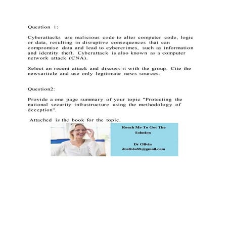 Question 1Cyberattacks use malicious code to alter computer cod | DOCX