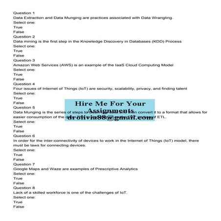 Question 1 Data Extraction and Data Munging are practices as.pdf