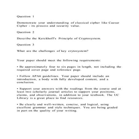 Question 1Demonstrate your understanding of classical cipher lik | PDF