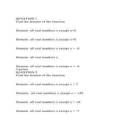 QUESTION 1Find the domain of the function Domain all real.docx