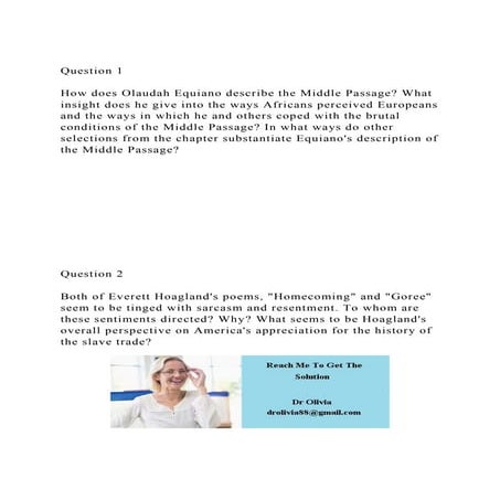 Question 1how Does Olaudah Equiano Describe The Middle Passagedocx 
